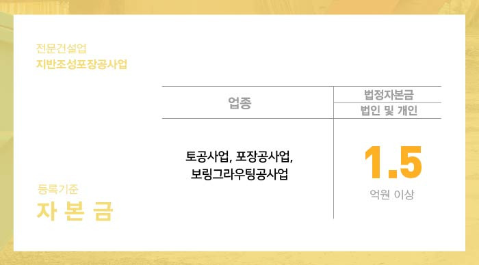 지반조성포장공사업 면허 등록에 대한 등록기준 정리