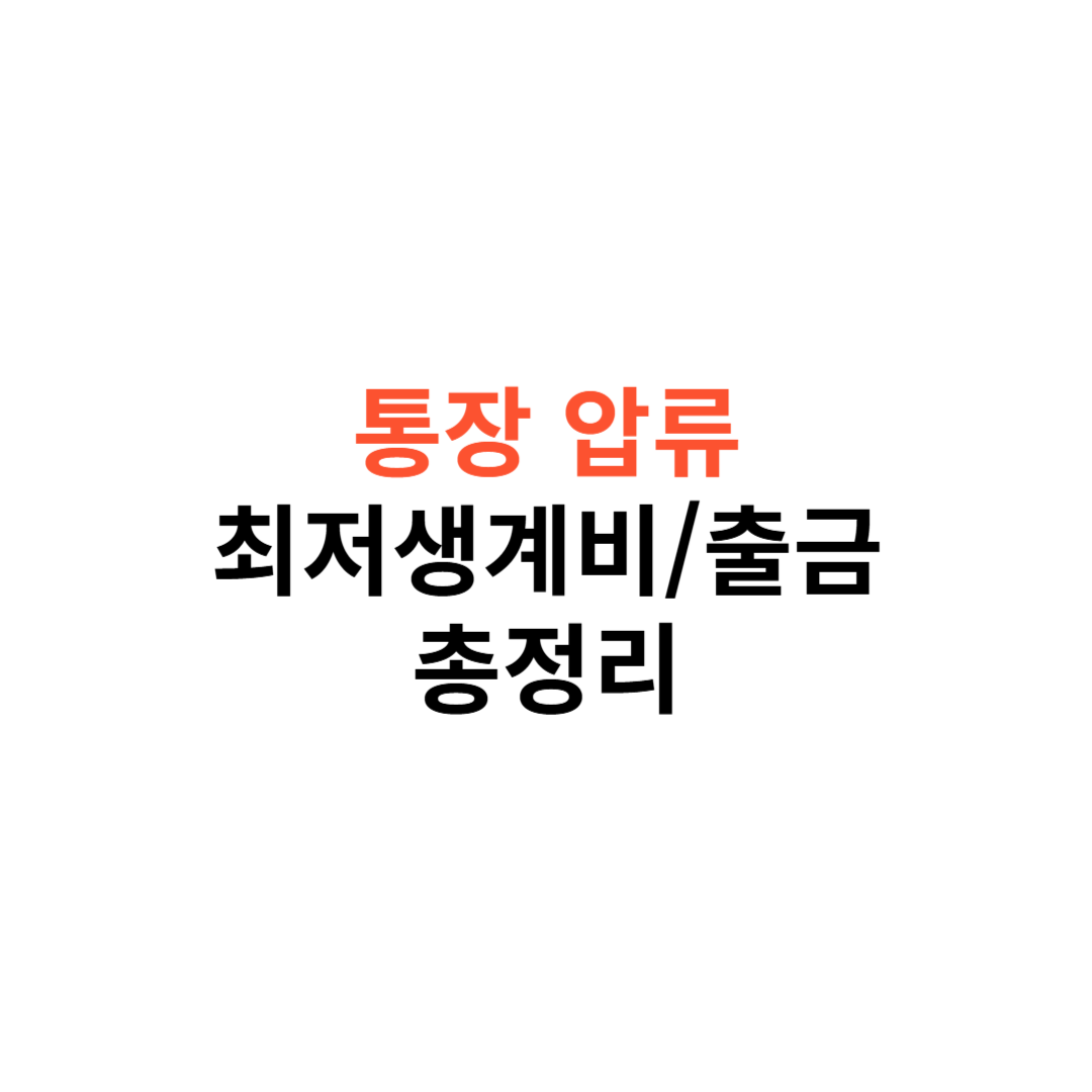 통장 압류 시 최저생계비 보호 및 출금 방법 최신정보 총정리