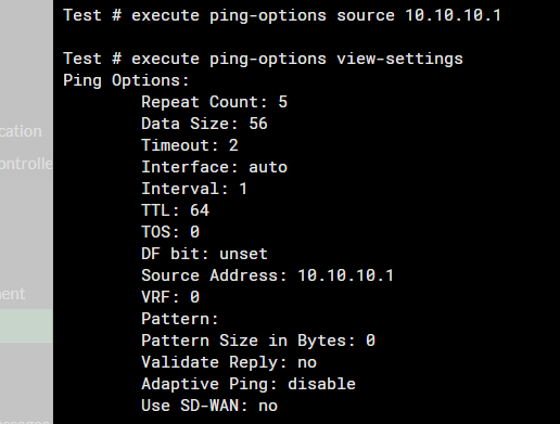 fortigate execute ping-options source 사용법