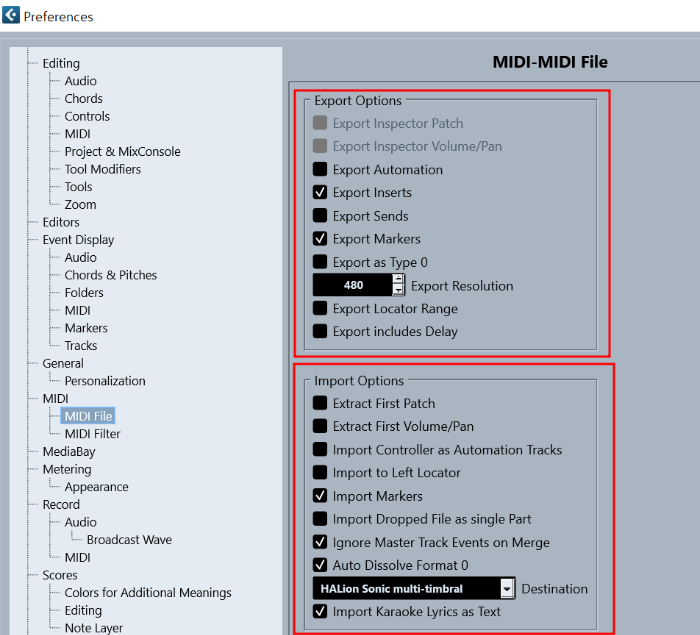 [큐베이스] Cubase 13 환경설정 (7) MIDI, MIDI File, MIDI Filter