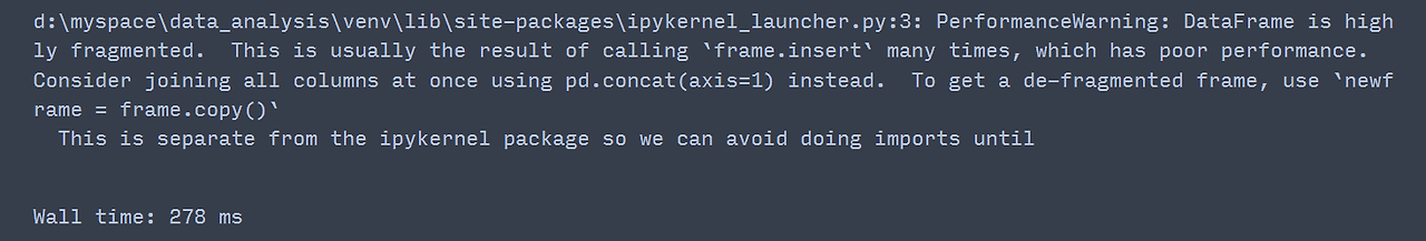 [Pandas Tip] 오류 해결 - PerformanceWarning: DataFrame is highly fragmented. This is usually the ...