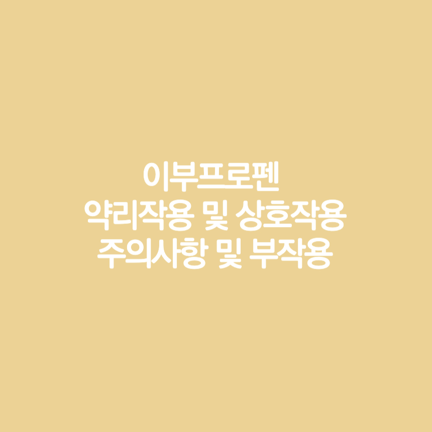 이부프로펜 약리작용 및 상호작용 주의사항 및 부작용