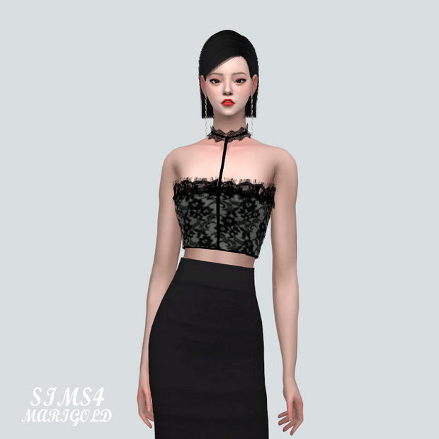 [Sims4 CC] PP Lace Tube Top_PP 레이스 튜브탑_여자 의상