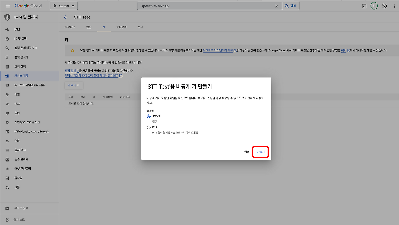 Google Cloud STT API 세팅 및 실행