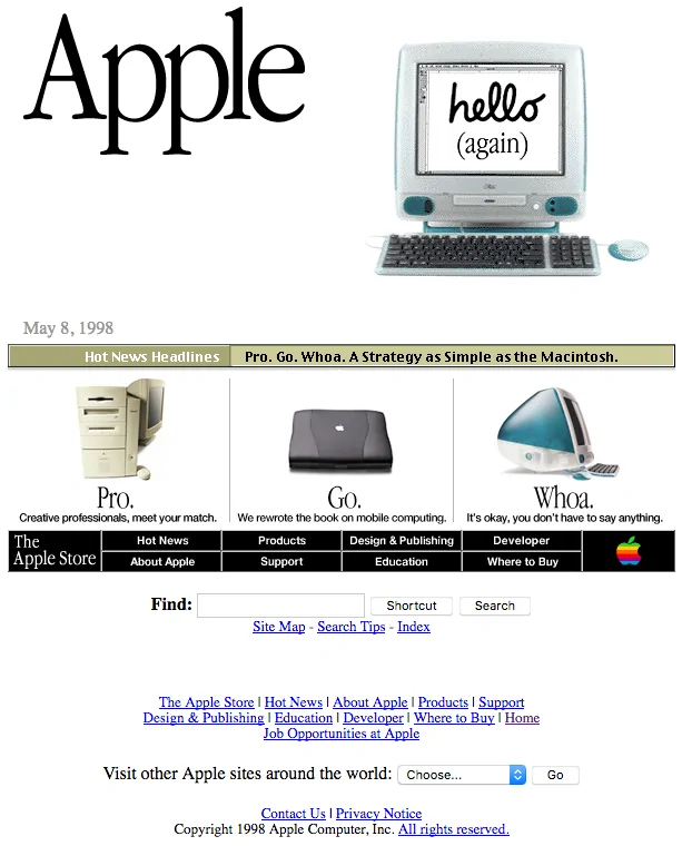 History of Apple web site