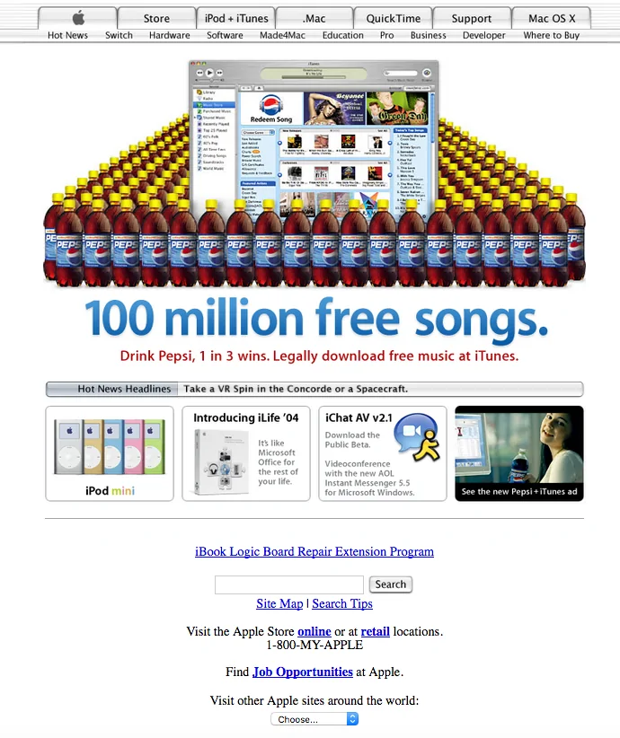 History of Apple web site