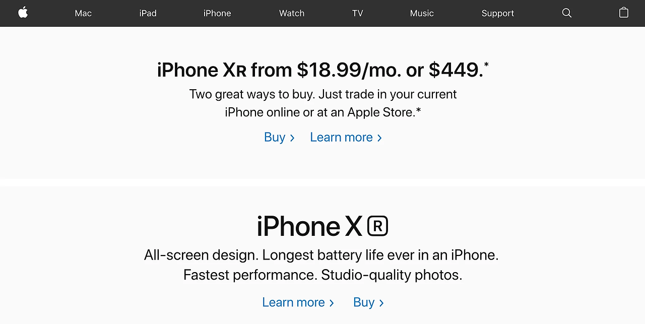 History of Apple web site
