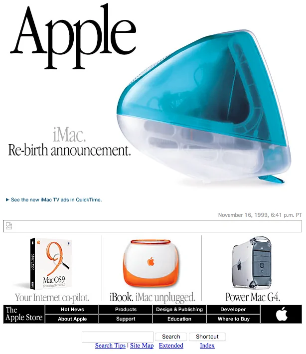 History of Apple web site