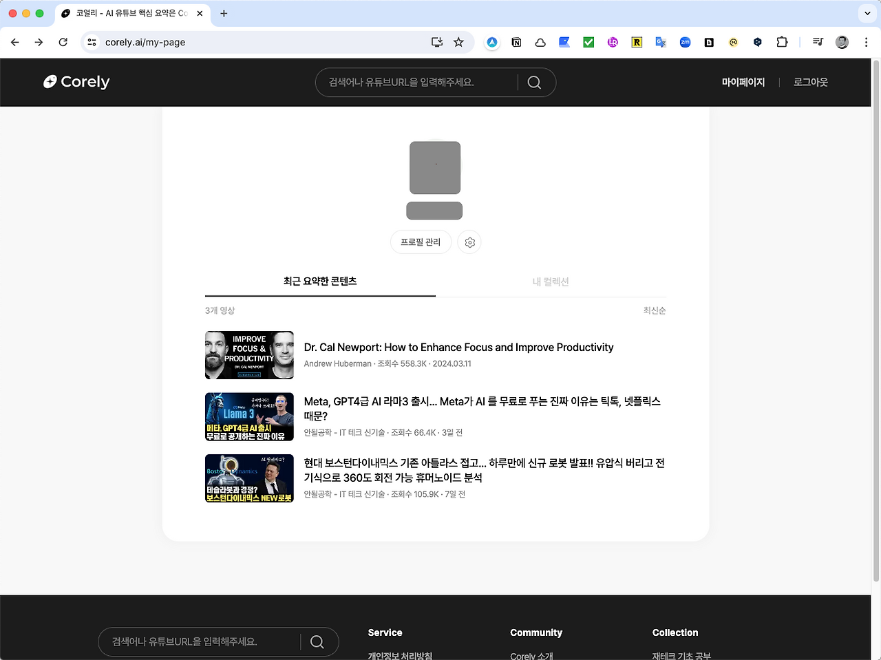 Corely : 유튜브 영상을 10초 만에 파악하기