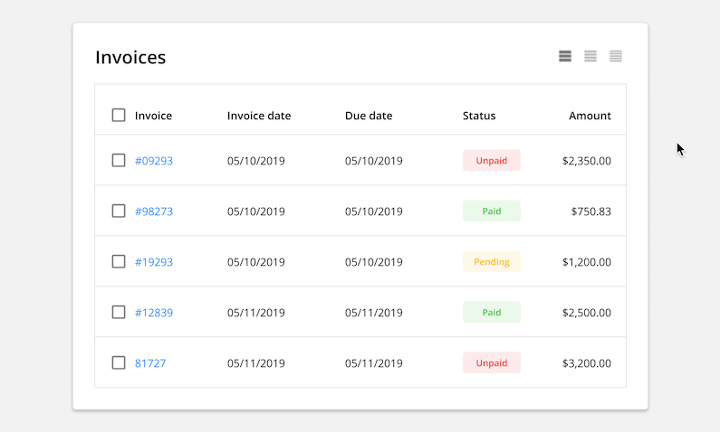 UI 디자인 가이드 : Data Table 설계