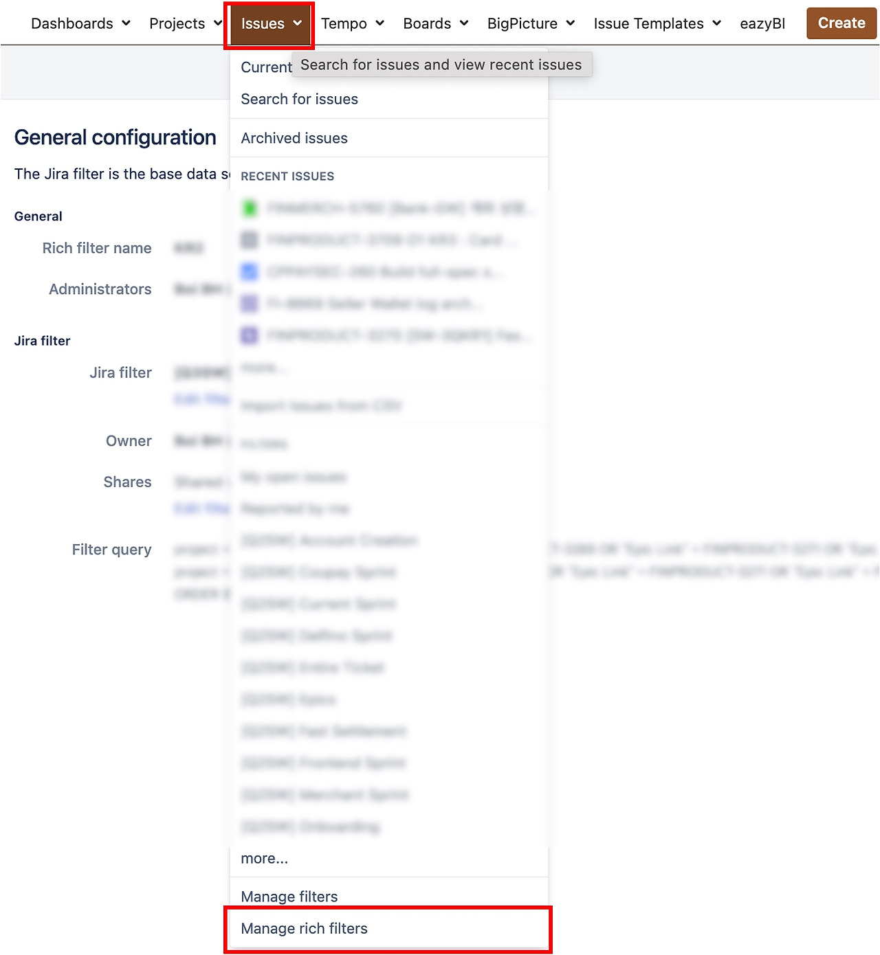 Jira Rich filter 생성하는 방법
