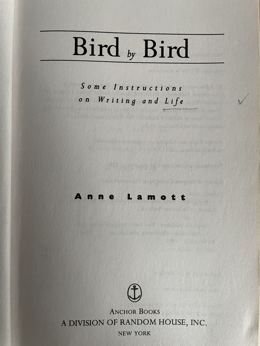필독서Bird by Bird by Anne Lamott