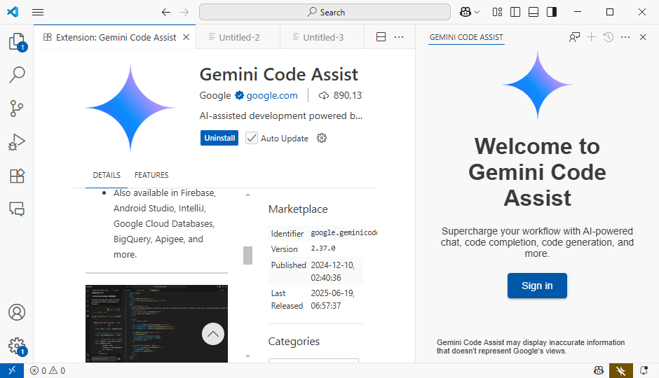 24화 VS Code에서 Gemini 이용하기