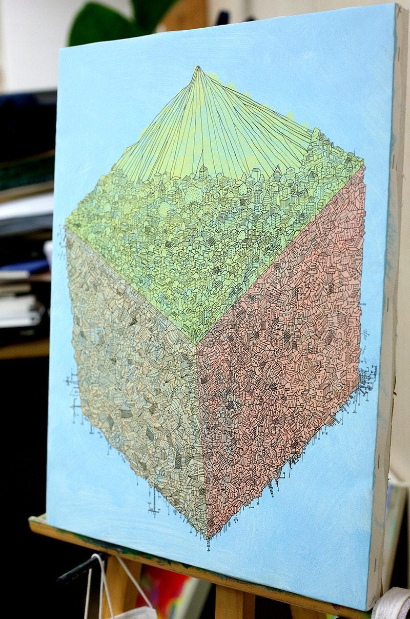 네모난 지구 위 마을