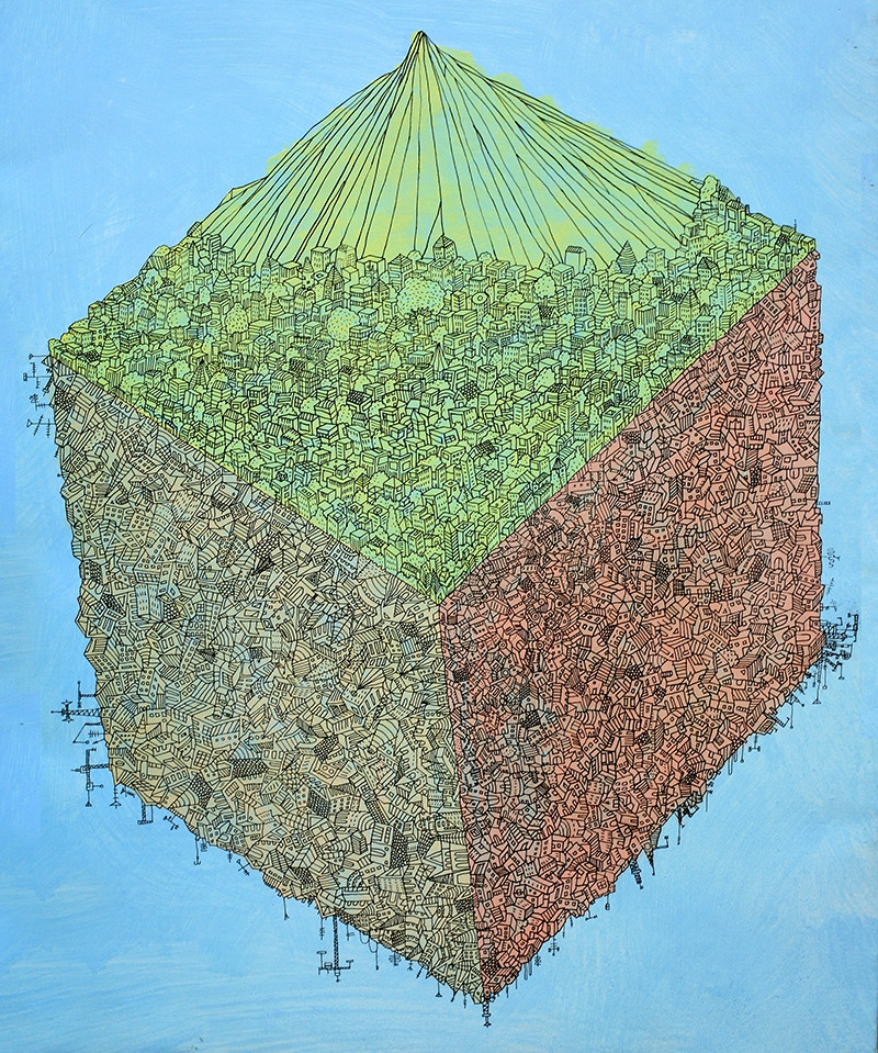 네모난 지구 위 마을