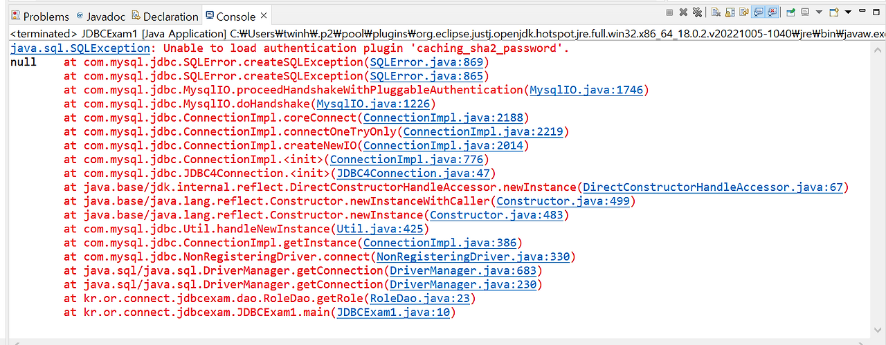Javasqlsqlexception Unable To Load Authentication Plugin Caching