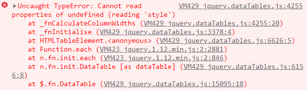 Javascriptdatatables Uncaught Typeerror Cannot Read Properties Of Undefined Reading Style