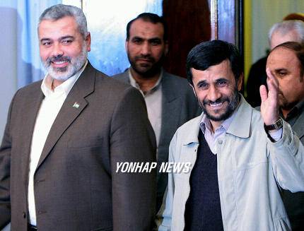 IRAN PALESTINIANS AHMADINEJAD HANIYAH