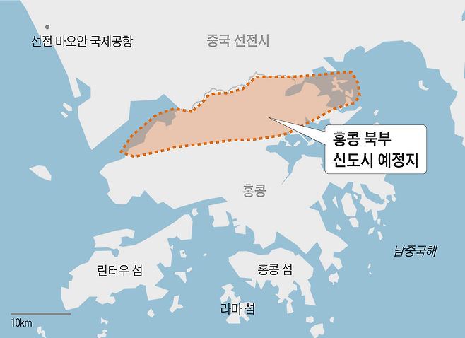 중국 본토와 더 가깝게 홍콩 中접경에 신도시 만든다