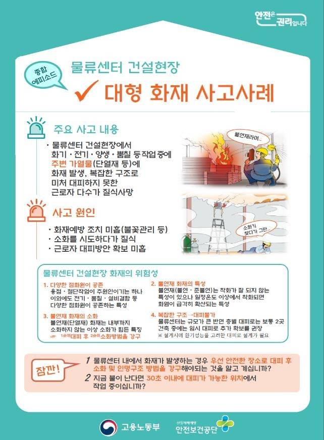 작년 건설현장 화재로 42명 사망물류센터 특히 주의해야