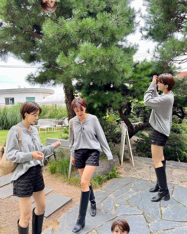 이시영 패딩 반바지롱부츠센스 터지는 일상룩