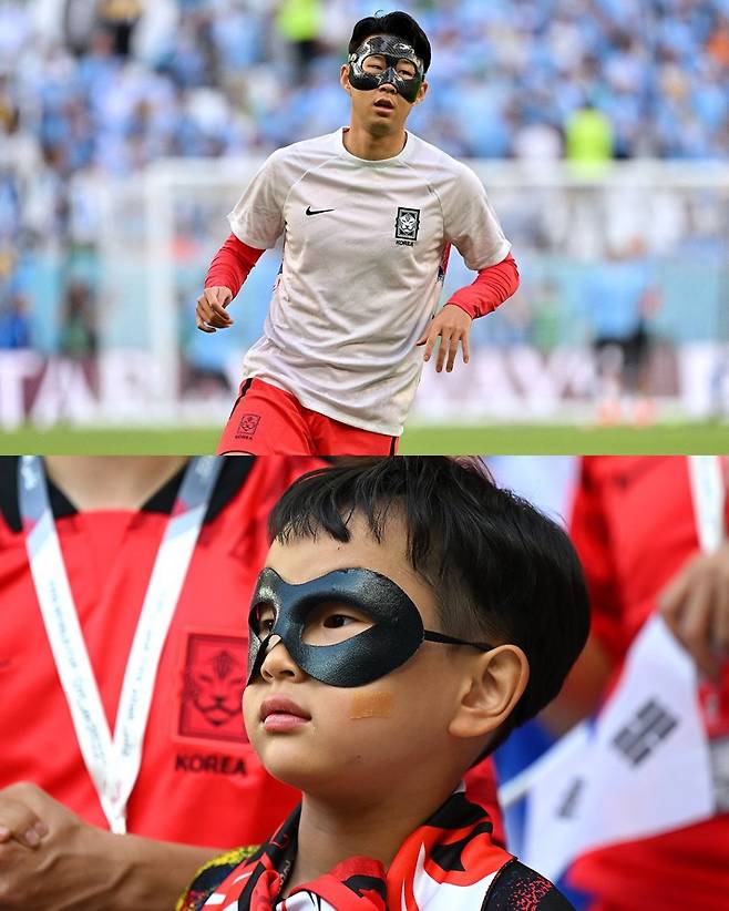 손흥민 따라 검은색 마스크 쓴 韓관중들영화 주인공 같아 열광