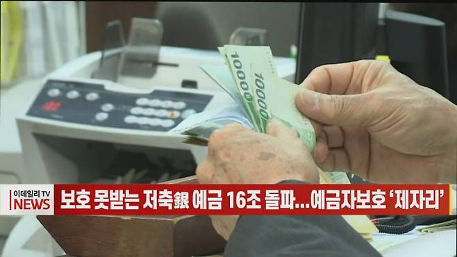 영상보호 못받는 저축銀 예금 16조 돌파예금자보호 ‘제자리