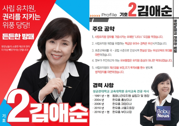 한국유치원총연합회 새 이사장에 김애순 후보 당선