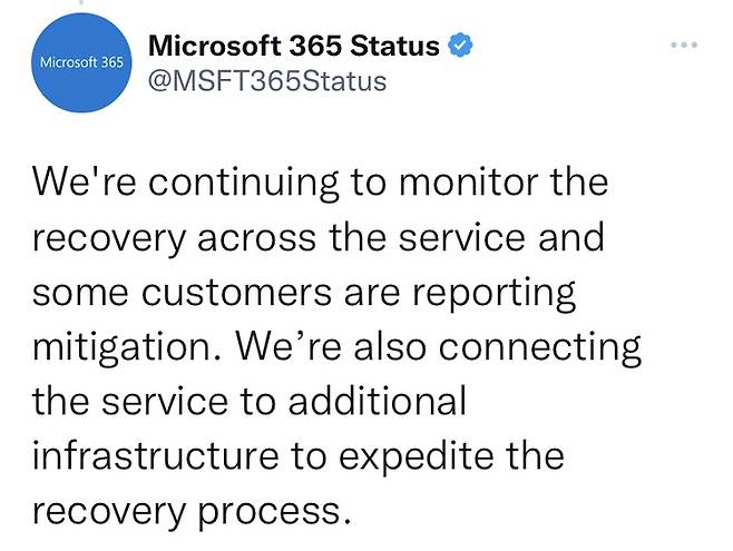 MS365 서비스 기술적 오류로 먹통…"순차 복구 중"(종합)