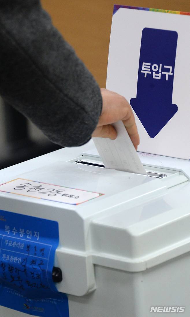 투표하는 아름다운 손