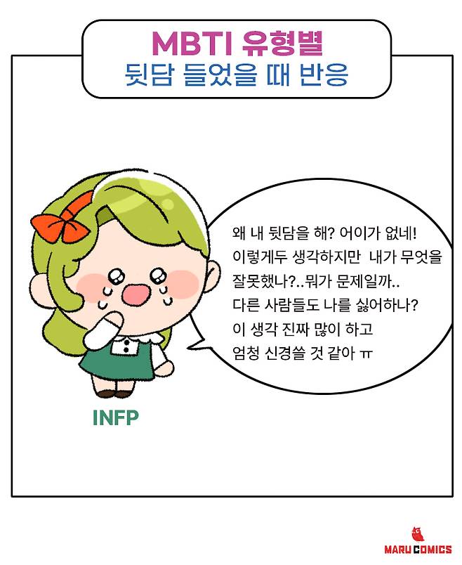 Mbti 유형별 뒷담 들었을 때 반응 마루코믹스