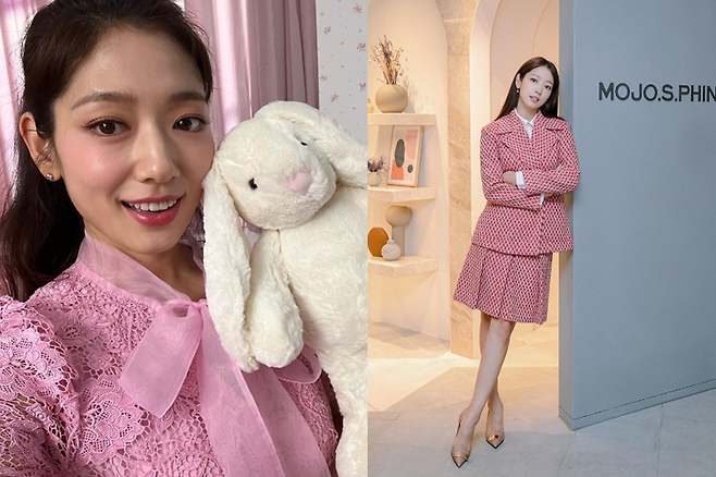 출산후 박신혜볼살 쏙빠져 또렷해진 이목구비학생같은 핑크 주름치마룩 어썸클