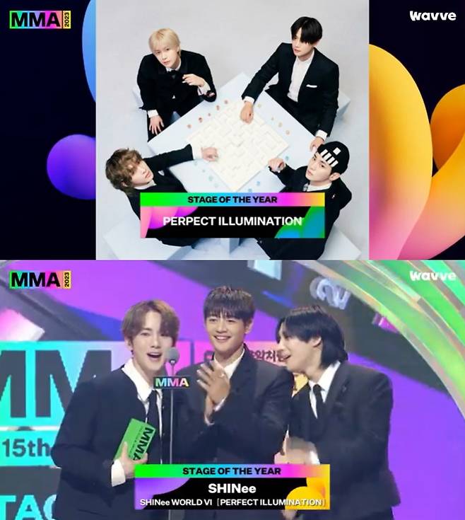 'MMA2023' 15주년 샤이니, 스테이지 오브 더 이어상 수상 "샤월짱! 우린 이제 시작"