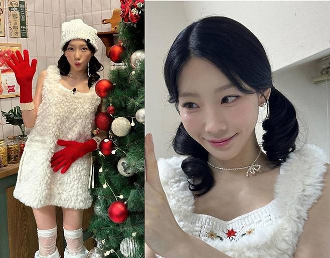 태연 내가 선물이야 복슬복슬 멜빵 원피스에 비니로 요정美 뿜뿜 스타와 패션