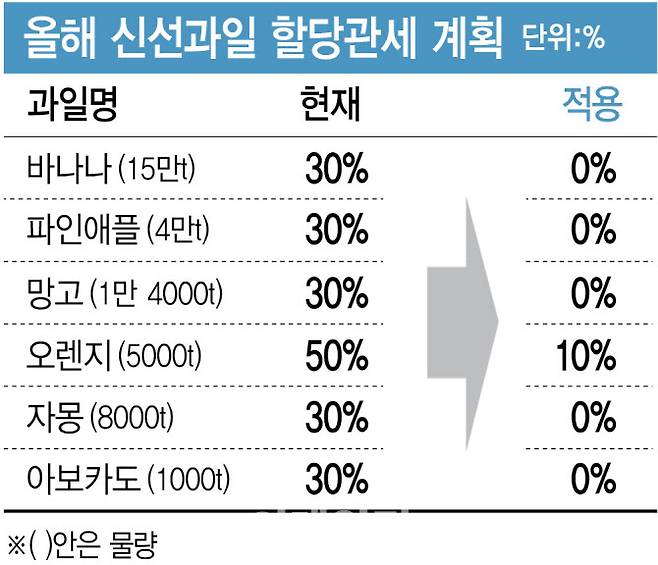 물가 복병 과일가격 잡힐까수입과일에 역대급 할당관세 적용