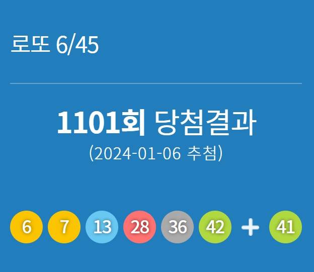 1101회 로또 당첨번호조회 로또 당첨확률 통계