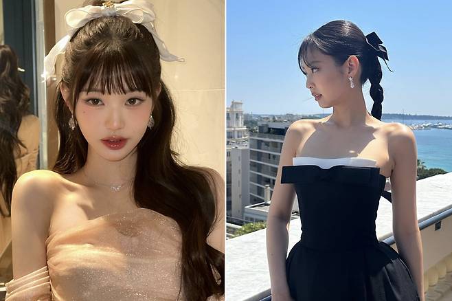 장원영 제니 Pick 발레코어룩 리본 헤어 스타일링 더 케이커