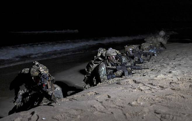 해군특수전전단 특전요원(UDT/SEAL) 적진 해안침투 훈련 [뉴시스Pic]