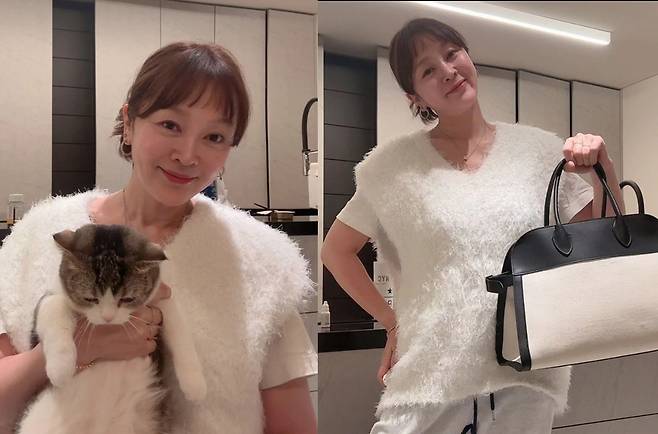 이승연 내 집 같은 남의 집 고양이에 반하다 앙고라 티셔츠 조거 팬츠룩 스타와 패션