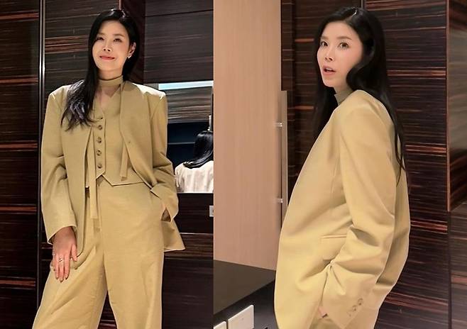 린 결혼 10주년이라고미모는 여전히 새댁 세련된 정장 셋업 패션 스타와 패션