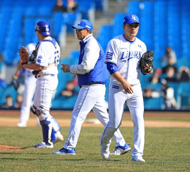 마무리 경쟁 7회 오승환 8회 김재윤 시범경기 첫 등판서 2이닝 무실점