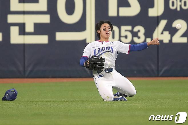 슈퍼캐치로 팀 구한 삼성 김성윤 테니스공 훈련 큰 도움 됐다