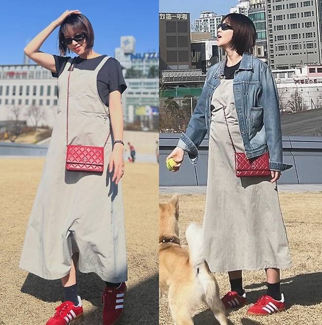 ‘예비엄마 아유미 머리 싹뚝 봄 준비 더 예뻐진 D라인 서스펜더 임신부룩 패션엔