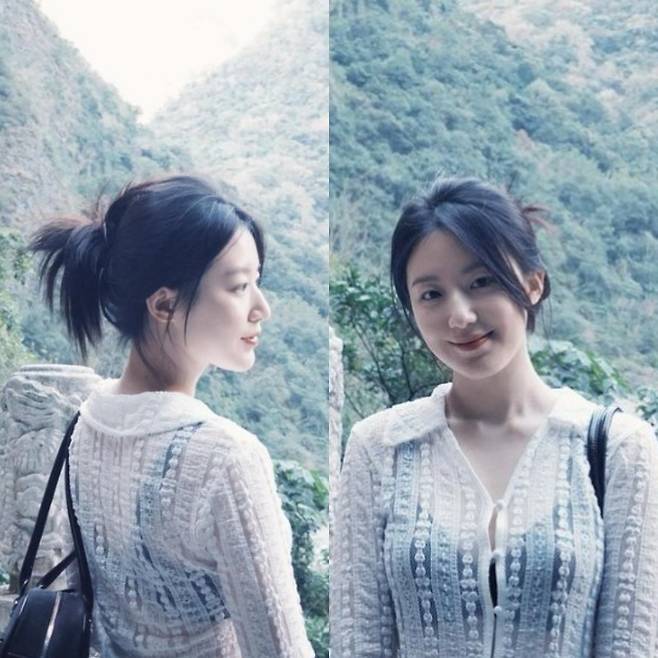 여자아이들 슈화 검정 속옷 위에 시스루 카디건 반전 노출