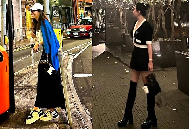 소유진 홍콩으로 훌쩍 육아 잊은 예쁜 엄마의 카디건 스커트 셋업 패션 스타와 패션