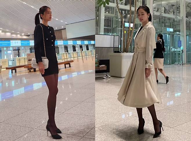 홍수현 43세 안 믿겨 새벽 3시 공항서 아찔한 트위드 셋업 트렌치코트룩 스타와 패션