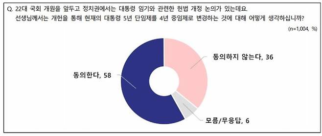 대통령 4년 중임제 개헌찬성 58 반대 36 Nbs