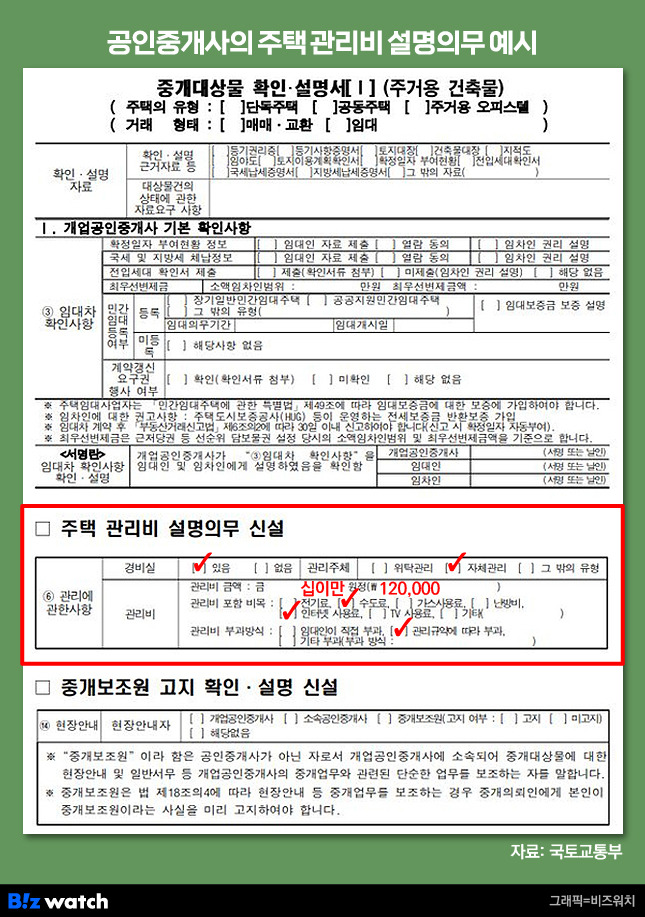 깜깜이 관리비 잡을까중개사 관리비 설명 의무 세졌다