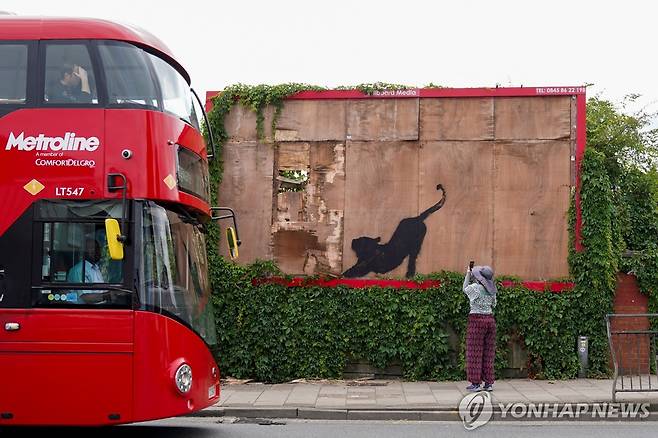 얼굴없는 예술가 뱅크시 이번엔 경찰박스에 수족관 그림