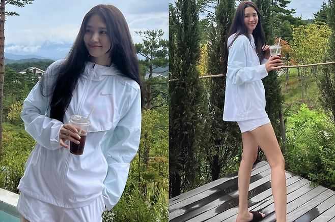 진아름 바람막이에 숏팬츠 입고 8등신 뽐내는 완벽 몸매 스타픽